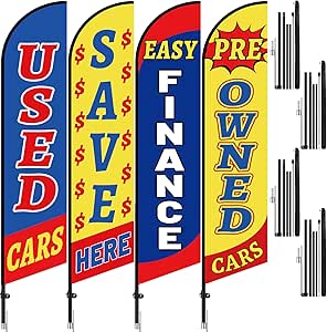 Amazon.com: Remagr 4 Sets/ 8 Pcs Used Cars Flag Pole Kit 15 ft Second ...