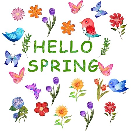 Amazon.com: 67 Pcs Hello Spring Cutouts, Spring Bulletin Board ...