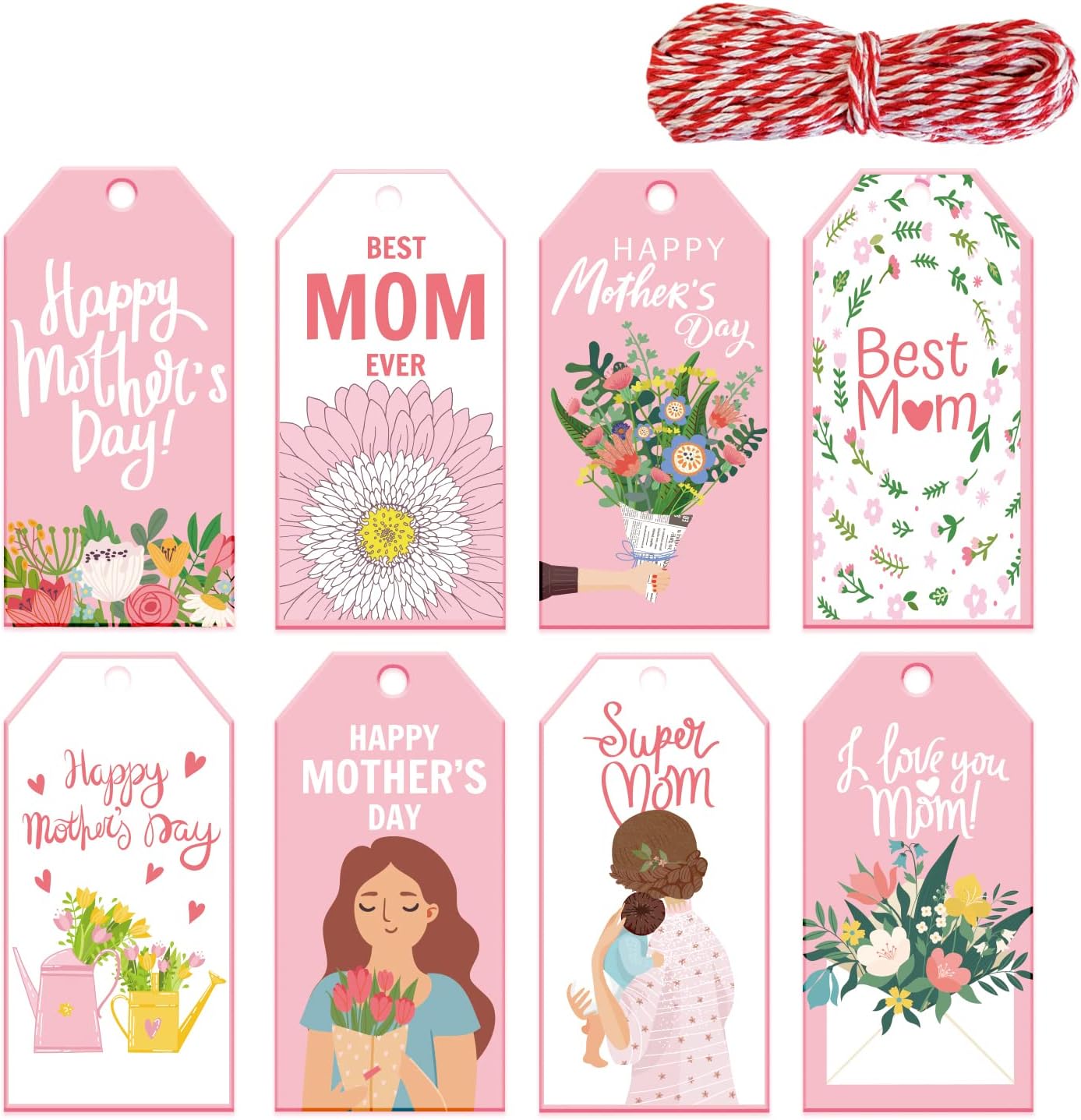 Doumeny Happy Mother's Day Gift Paper Tags 120Pcs Mother's Day Best Mom ...