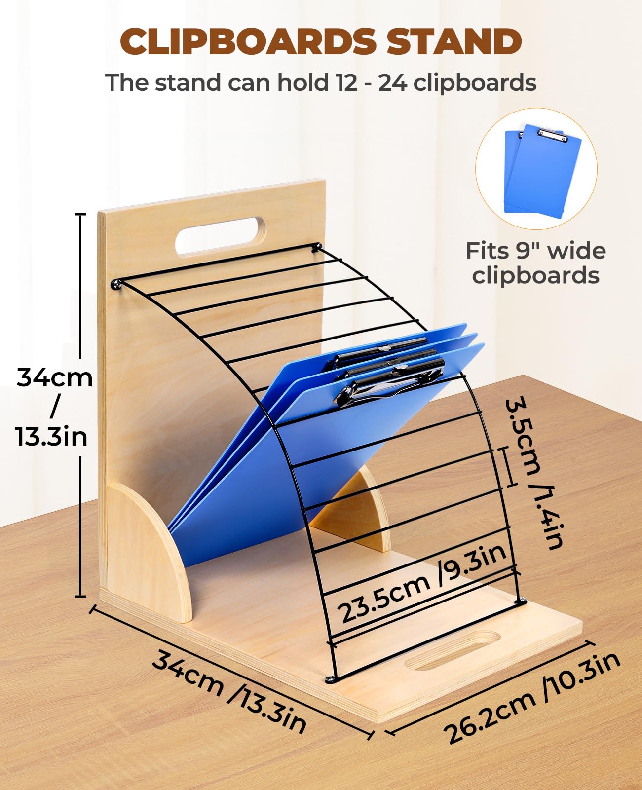 Clipboard Holder - Wood and Metal Clipboard Stand Clipboards Storage ...