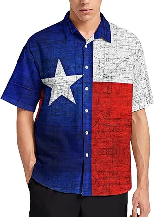 Amazon.com: Snbidmk Mens USA State of Texas Shirt Texas Flag Button ...
