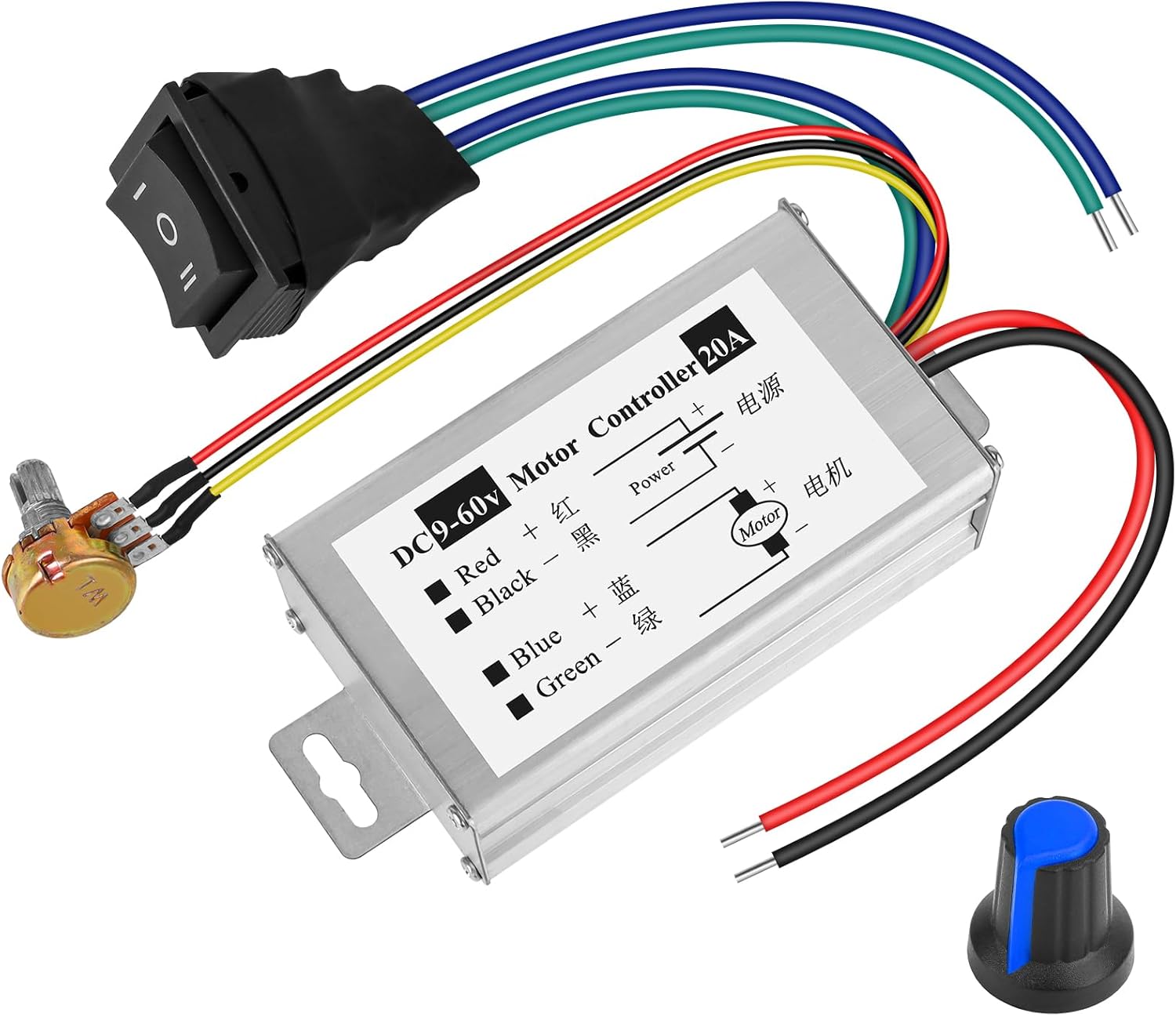 PWM DC Motor Speed Controller 9V-60V, 20A Brush Motor Driver Controls ...