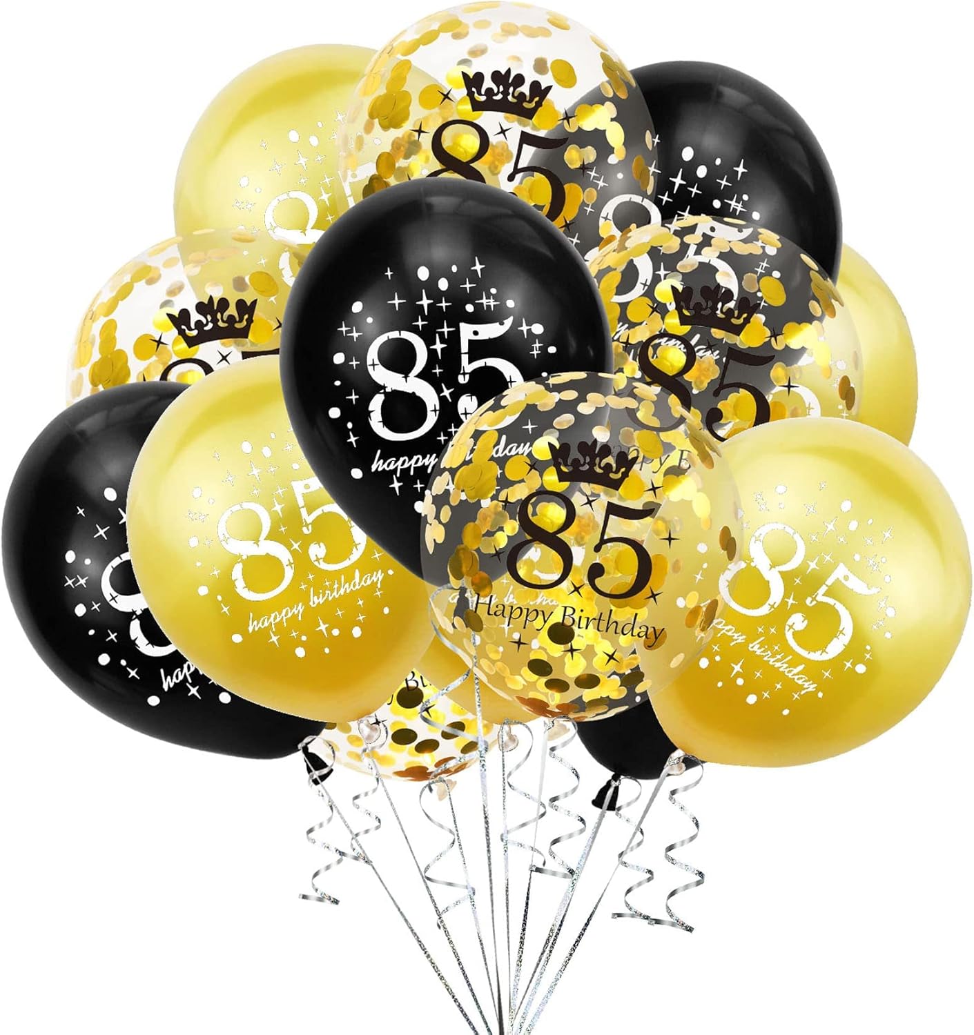 Amazon.com: SHUNTAI 85th Birthday Balloons Black and Gold 85th Birthday ...