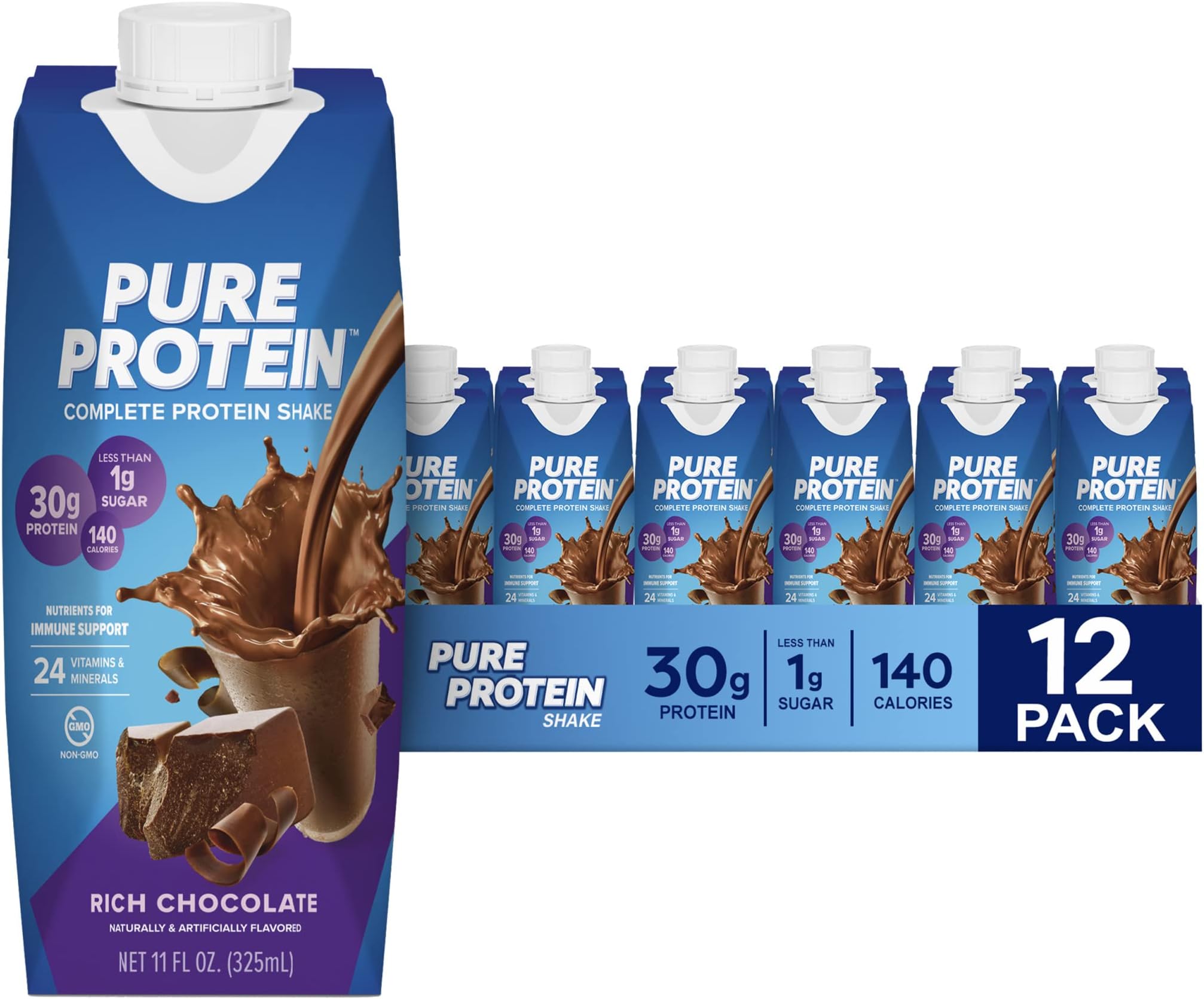 Amazon.com: Pure Protein Vanilla Protein Shake, 30g Complete Protein ...