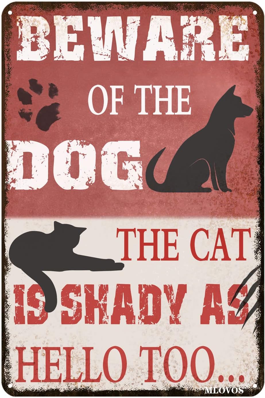 Amazon.com: MLOVOS Beware of The Dog Tin Sign Funny Dog Warning Metal ...