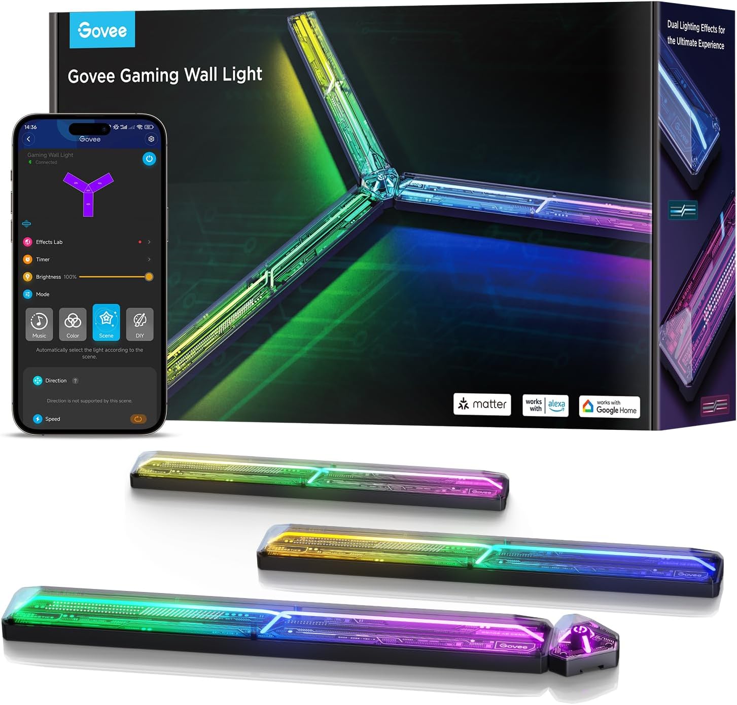 Govee x Evangelion Gaming Wall Light, RGBIC Glide Wall Light, Work with ...