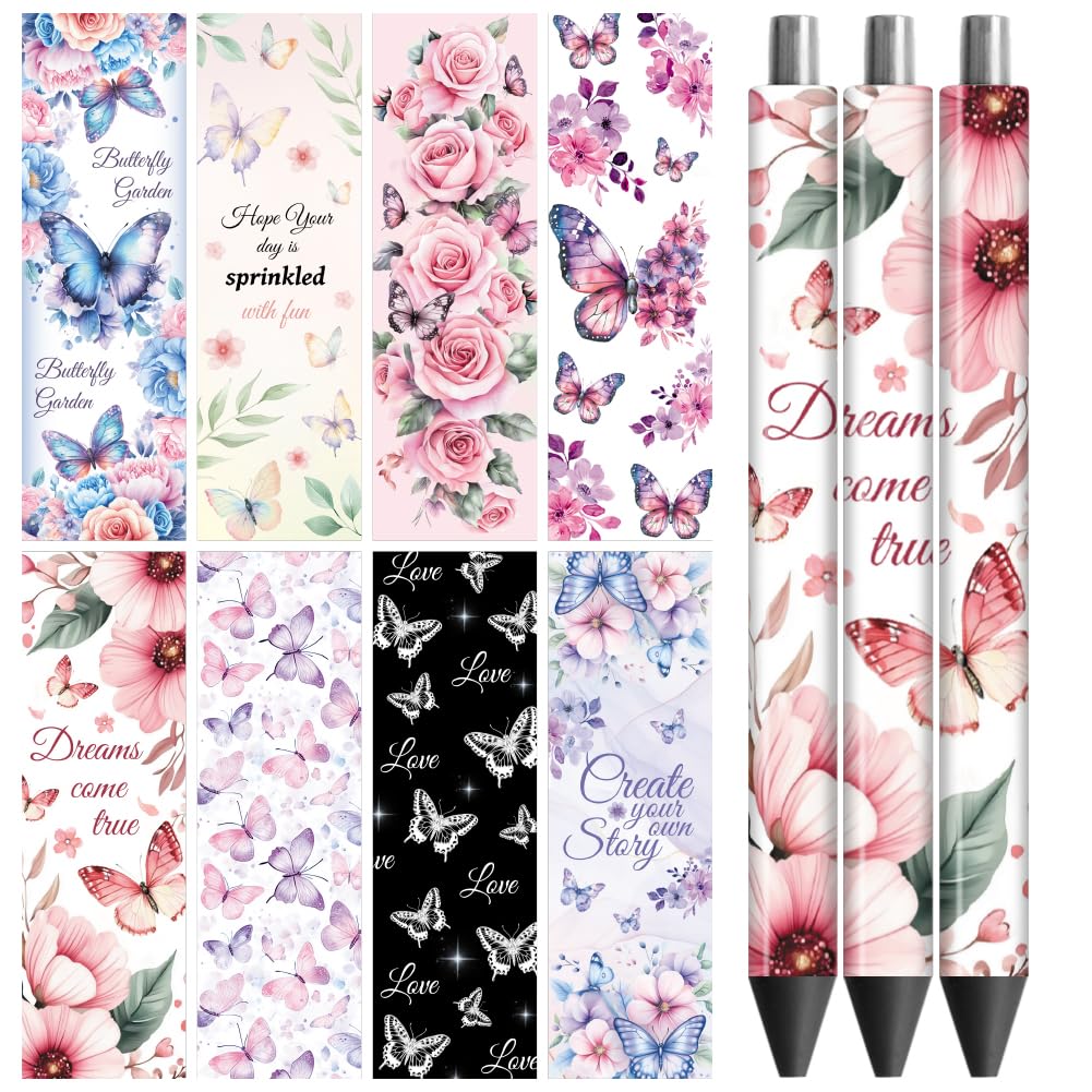 Amazon.com: Peacoblue UV DTF Pen Wraps Transfer Sticker Butterflies and ...