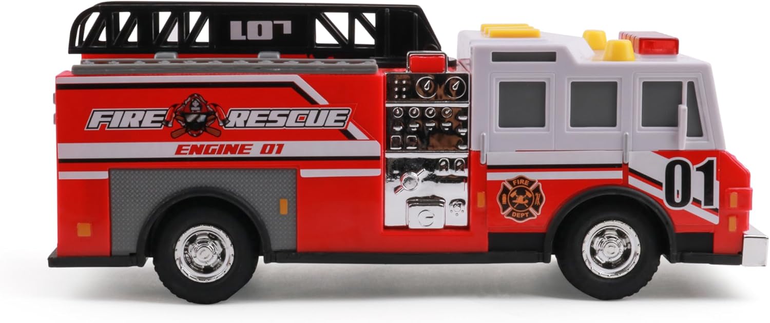 Amazon.com: Mighty Fleet Rescue Force 12" Fire Truck Ladder Toy with Realistic Lights & Sounds ...