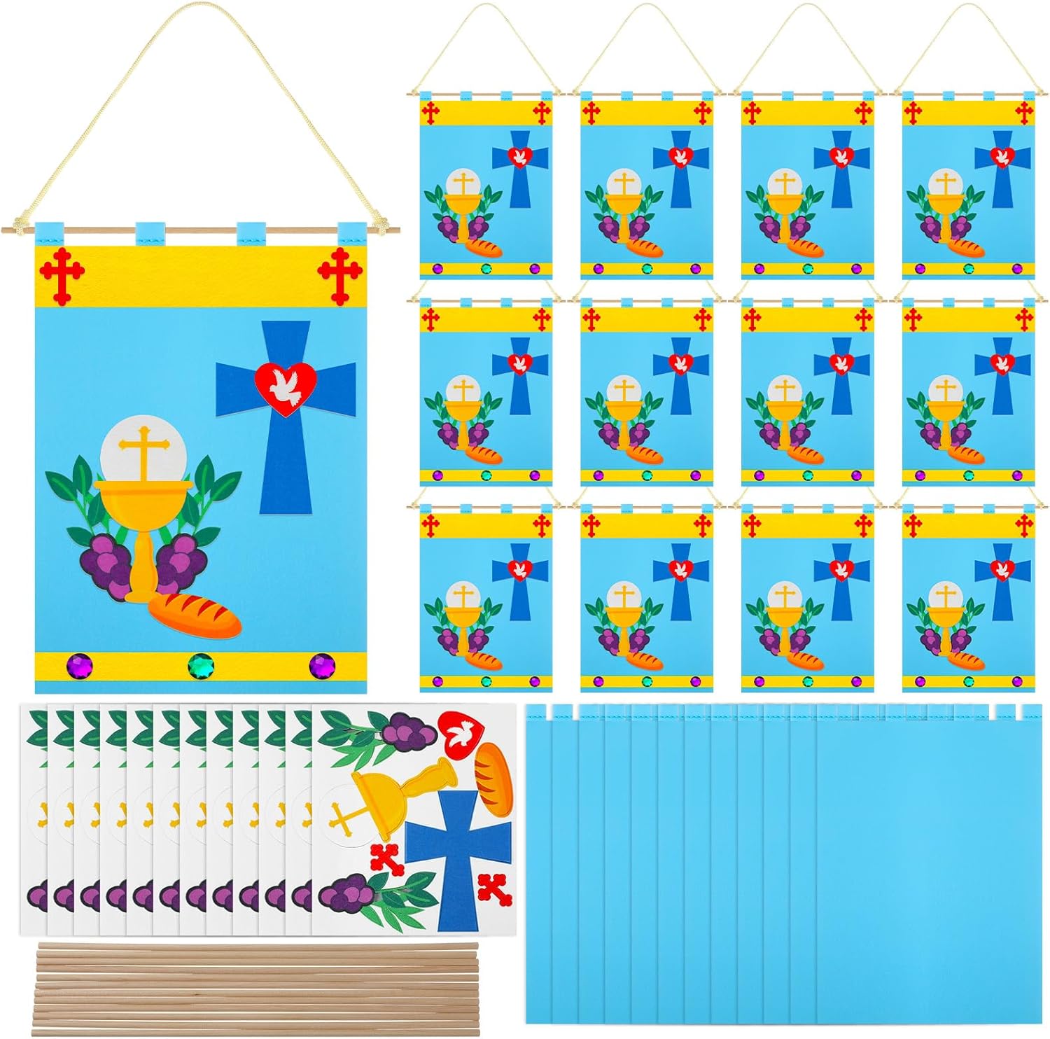 Amazon.com: Mindsoft 12 Set First Communion Banner Craft Kit Felt Holy ...