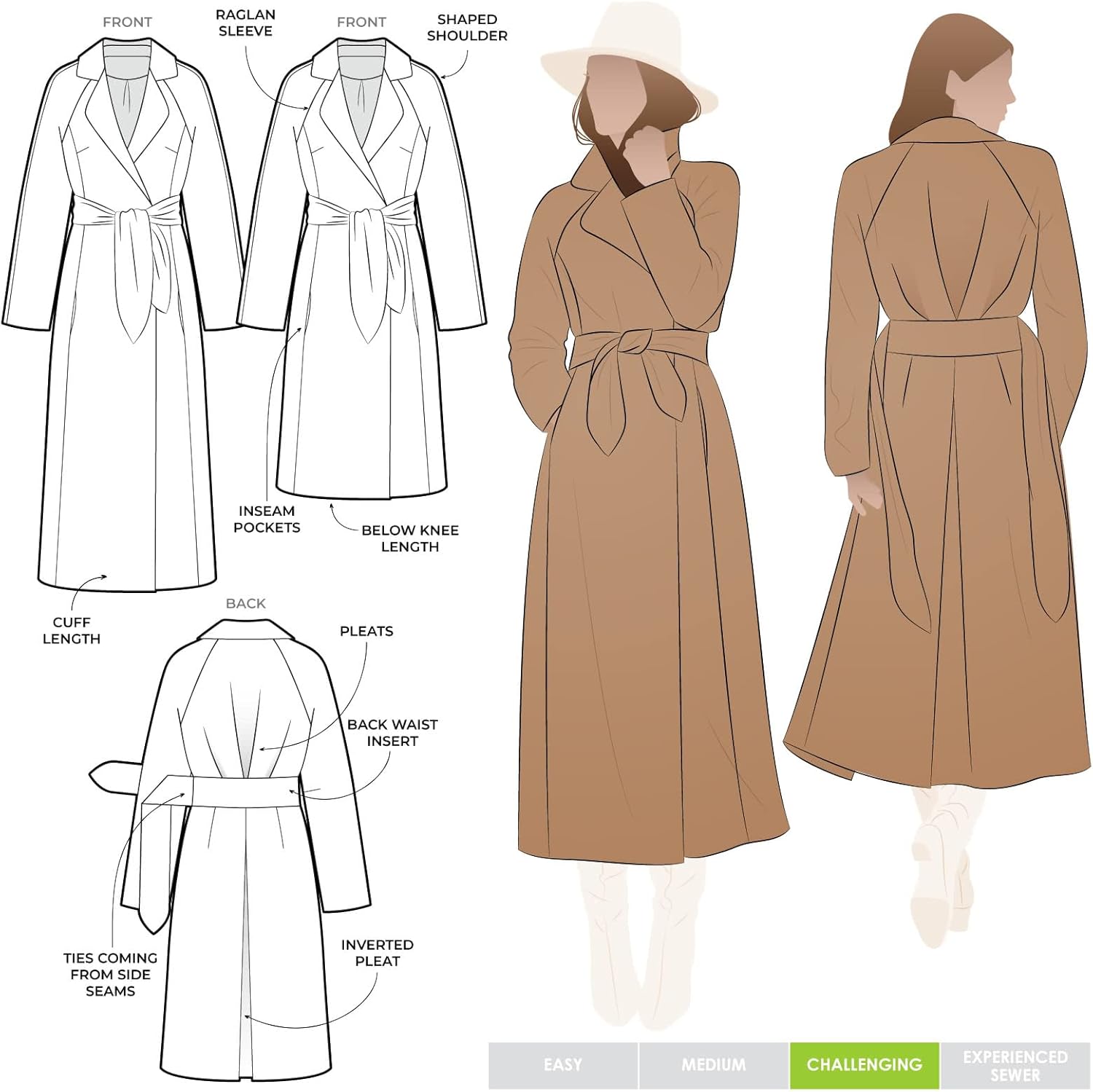 Amazon.com: Style Arc Sewing Pattern - Ormond Designer Coat (Sizes 10 ...