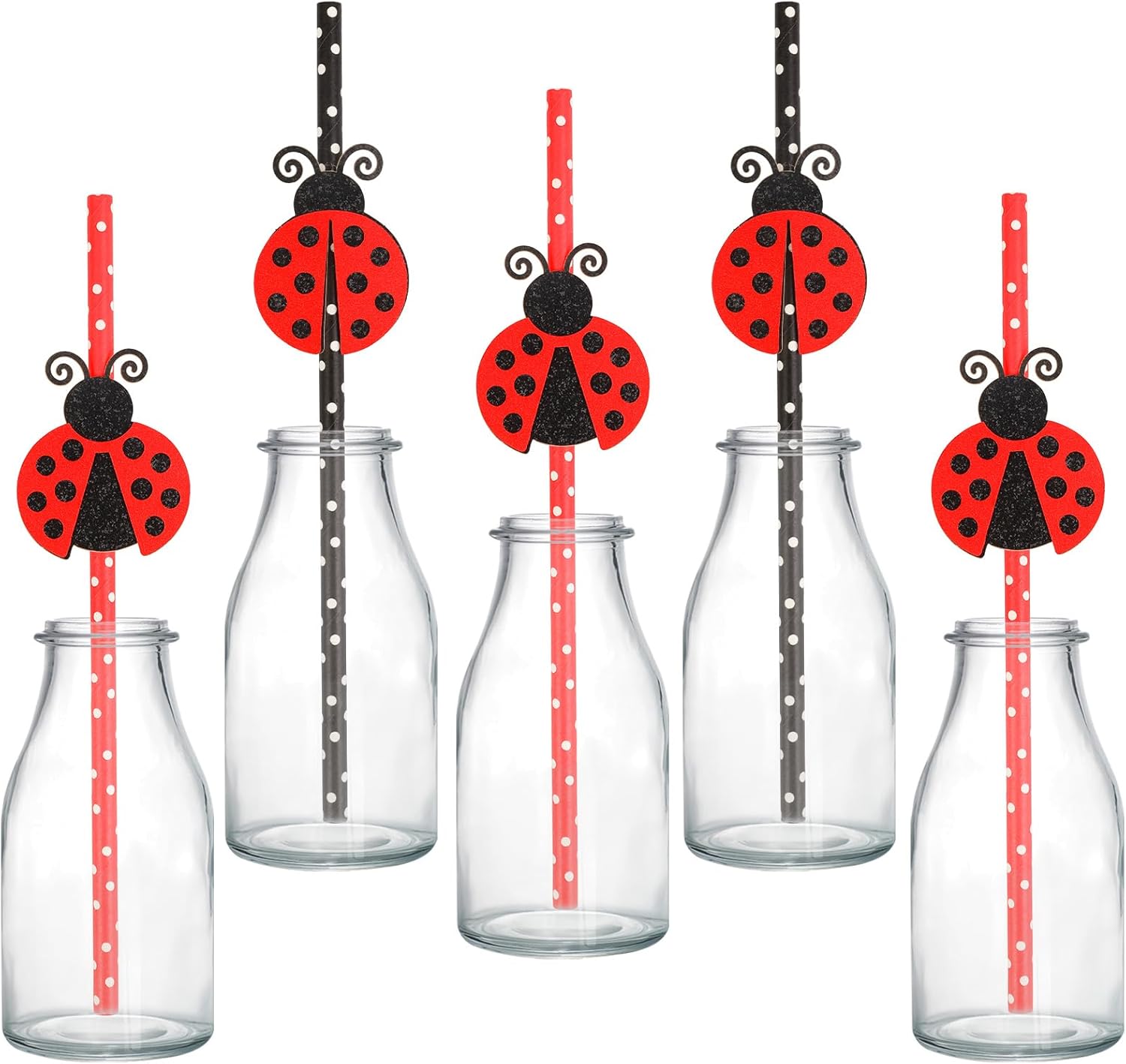 Amazon.com: Serencatcher 50Pcs Ladybug Paper Straws, Ladybug Party ...