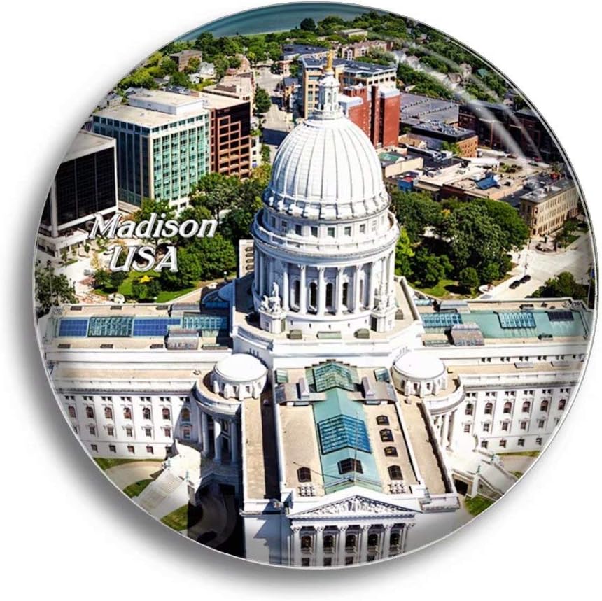 Amazon.com: Fridge Magnet USA America Wisconsin State Capitol Madison ...