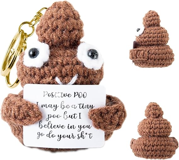 GUYOMM Positive Poo Gifts with Key Chain Funny Knitted Poo with ...