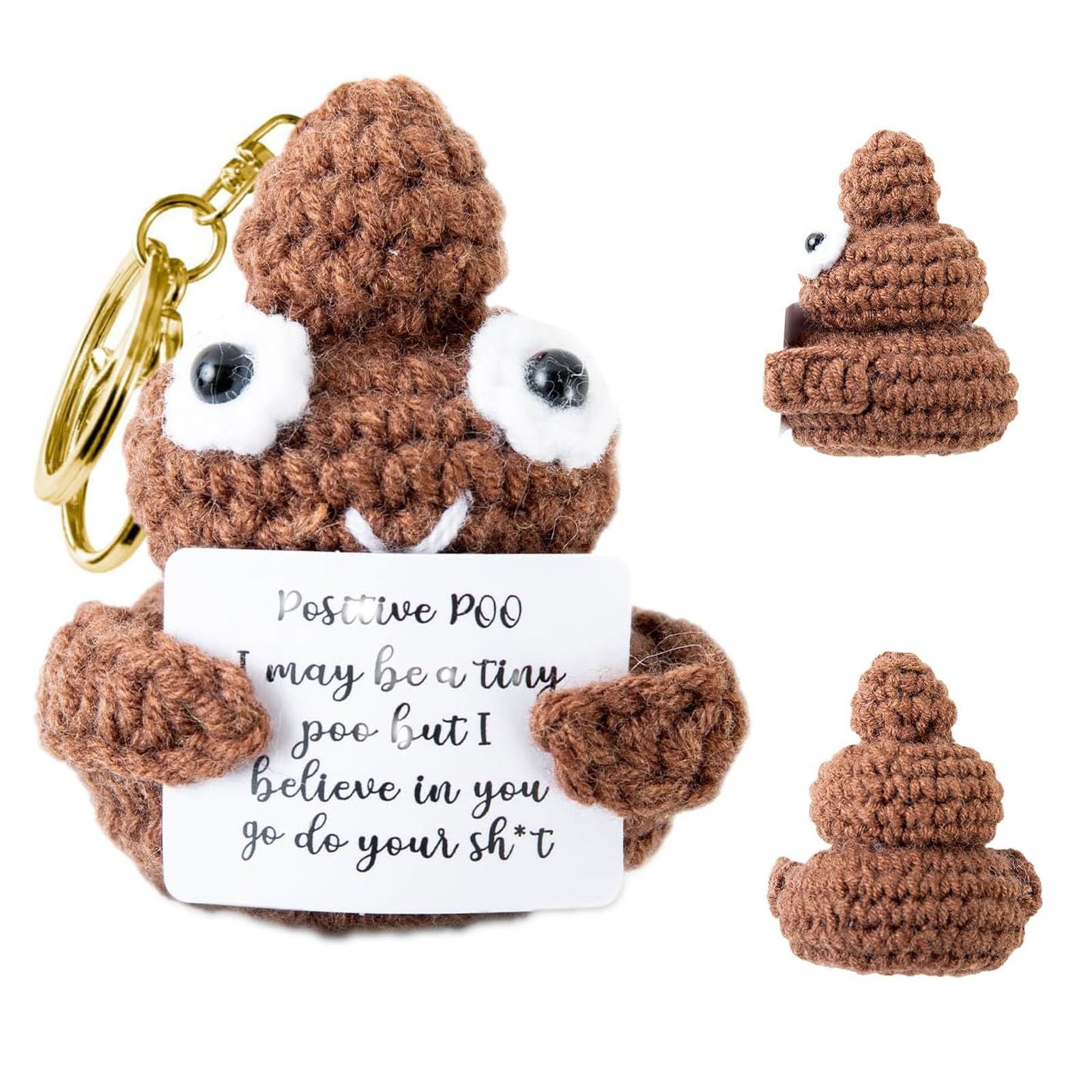 GUYOMM Positive Poo Gifts with Key Chain Funny Knitted Poo with ...