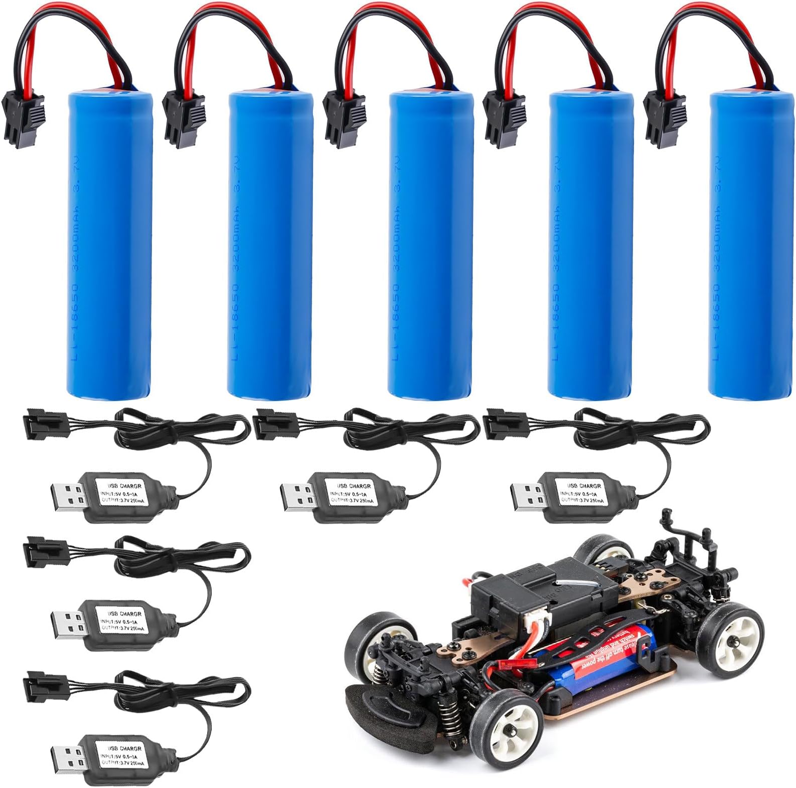 3.7V 2600mAh Wiederaufladbare Batterien Lithium-Ionen-Akku mit PH2.0/2P-Anschluss für DIY ...