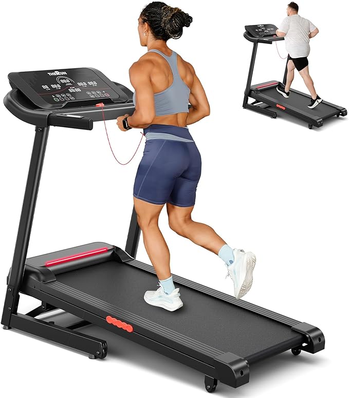 THERUN Home Treadmill with Incline 12% Auto Adjust, 3.0 HP Foldable ...
