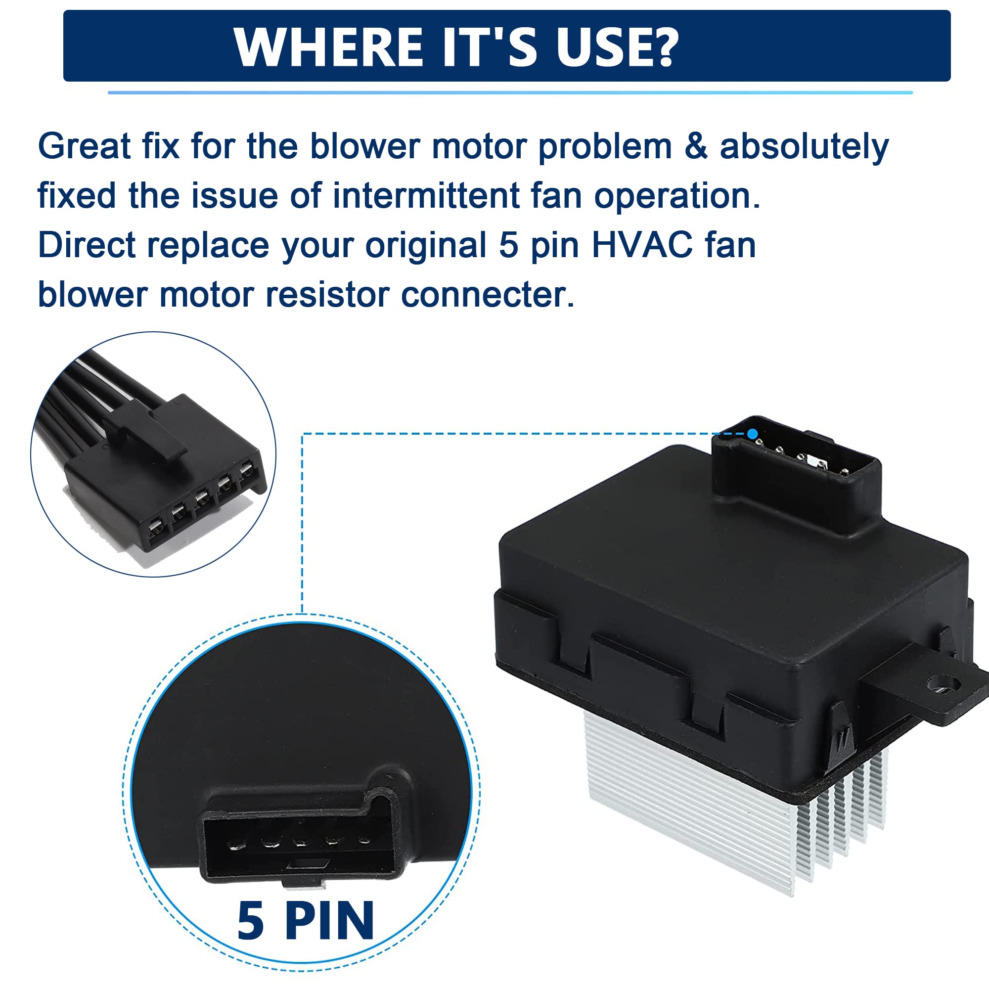Snapklik.com : Anina WPT1285 AC Fan Blower Motor Resistor Wire Harness ...