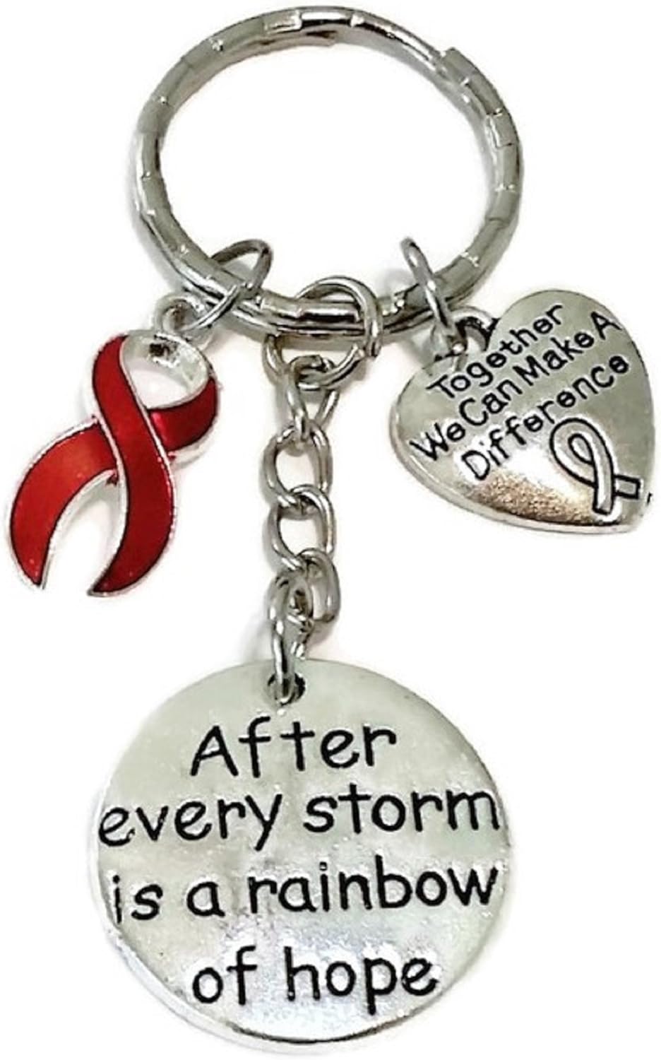 Amazon.com: Red Ribbon Keychain, AIDS, HIV Awareness, Heart Disease ...