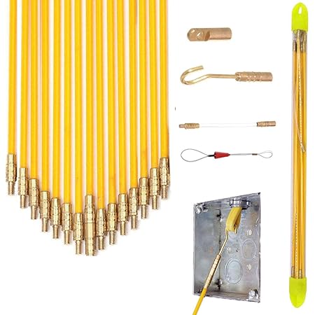 50' Fiberglass Cable Wire Running Rod Coaxial Electrical Connectable ...