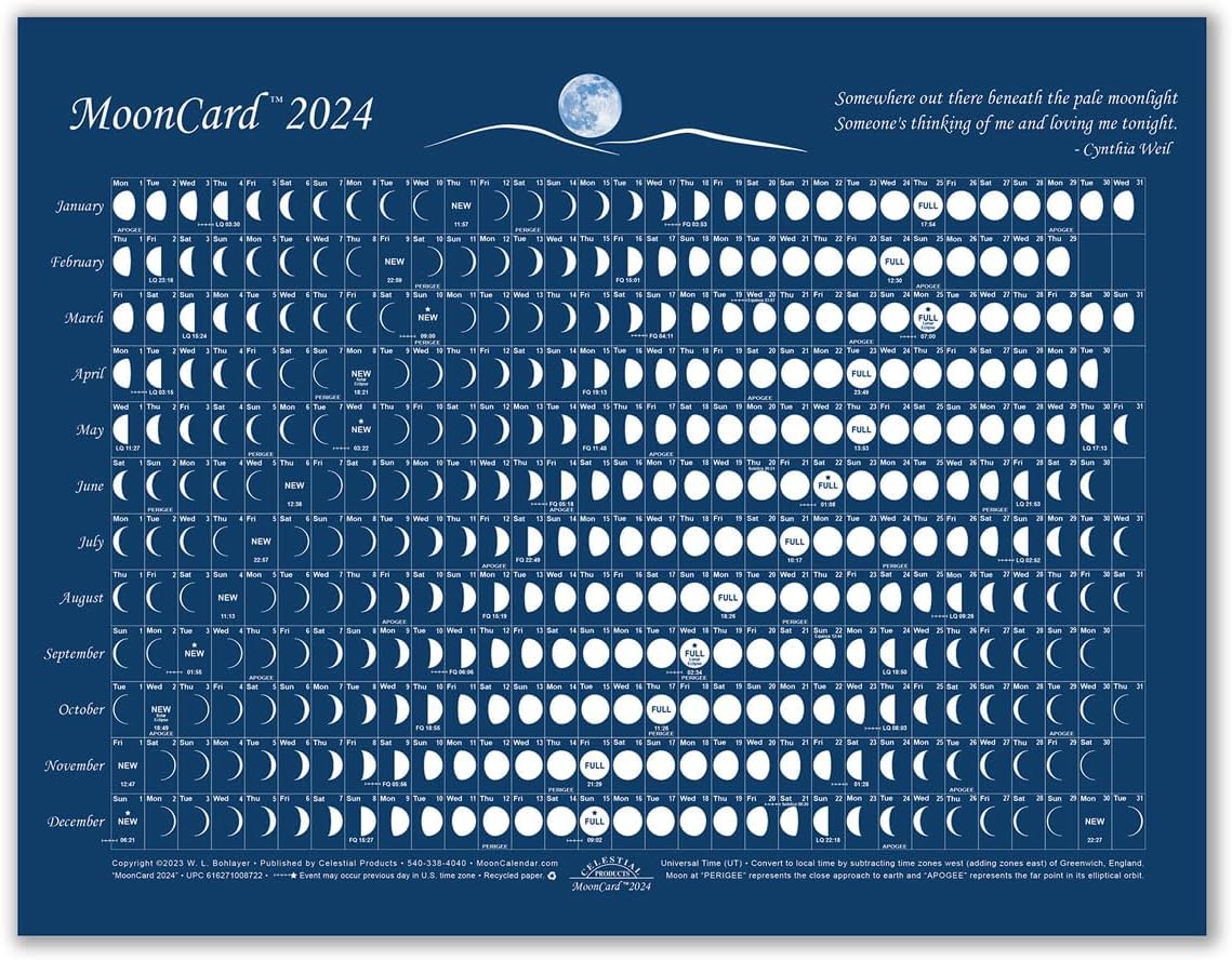 Amazon.com: Moon Calendar 2024 Cards MoonCard - 6 pk : Office Products