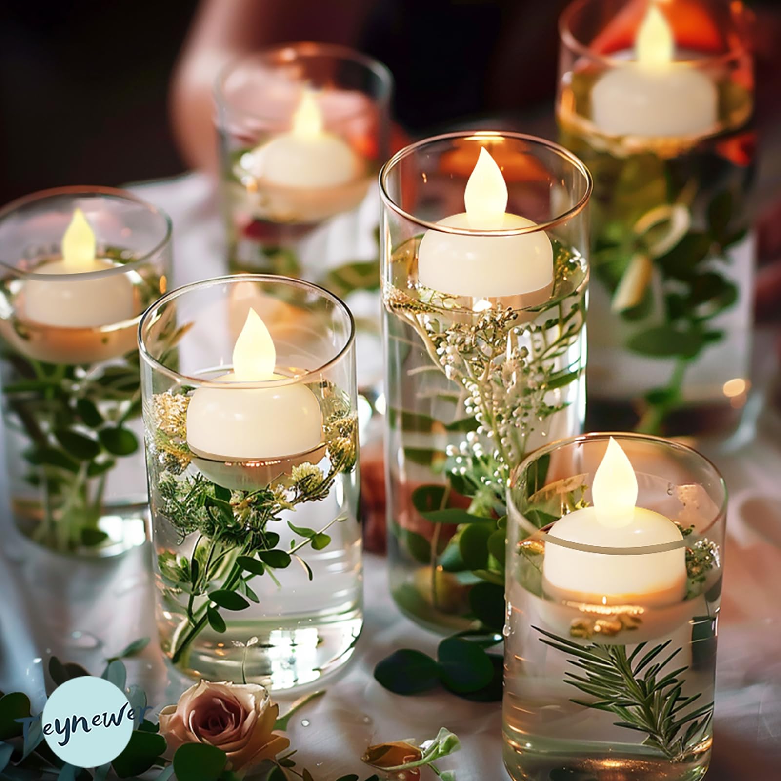 Floating Candles Tub LED Flameless Floating Candle Battery Operated