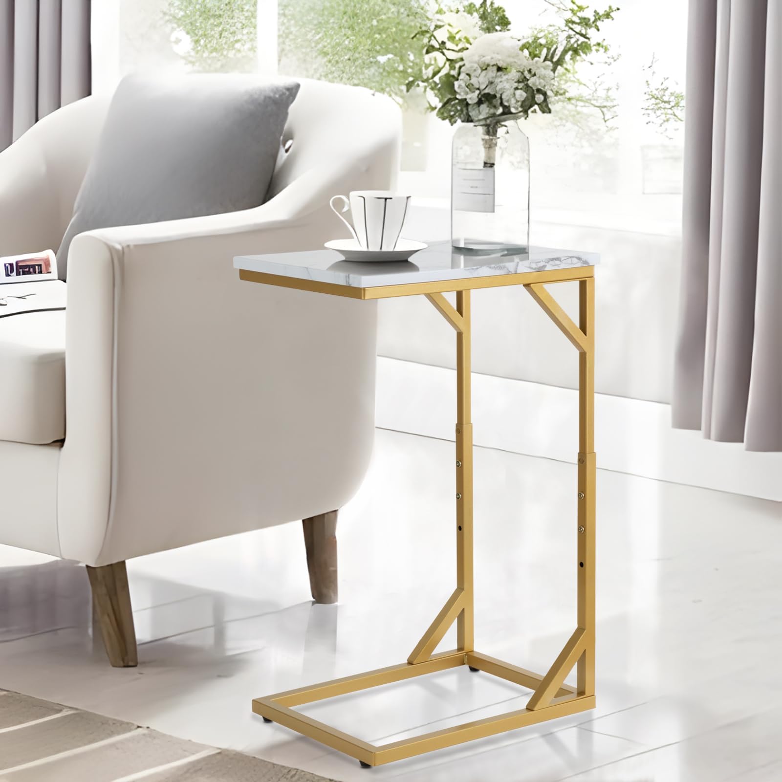 Amazon.com: White and Gold Finish Side Snack End Table : Home & Kitchen