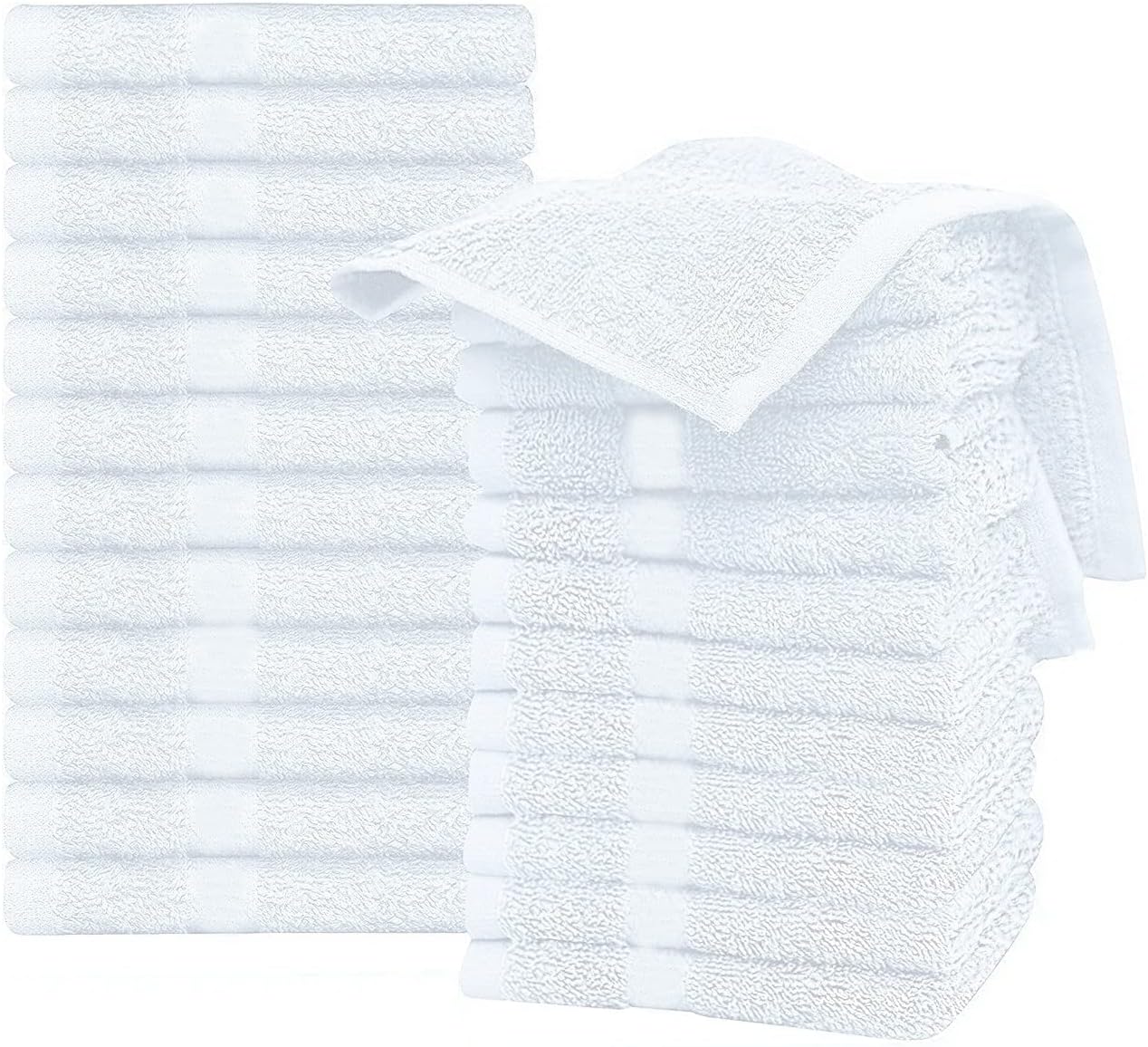 Amazon.com: Washcloths 24 Pack 100% Cotton 12 x 12 Inches (White ...