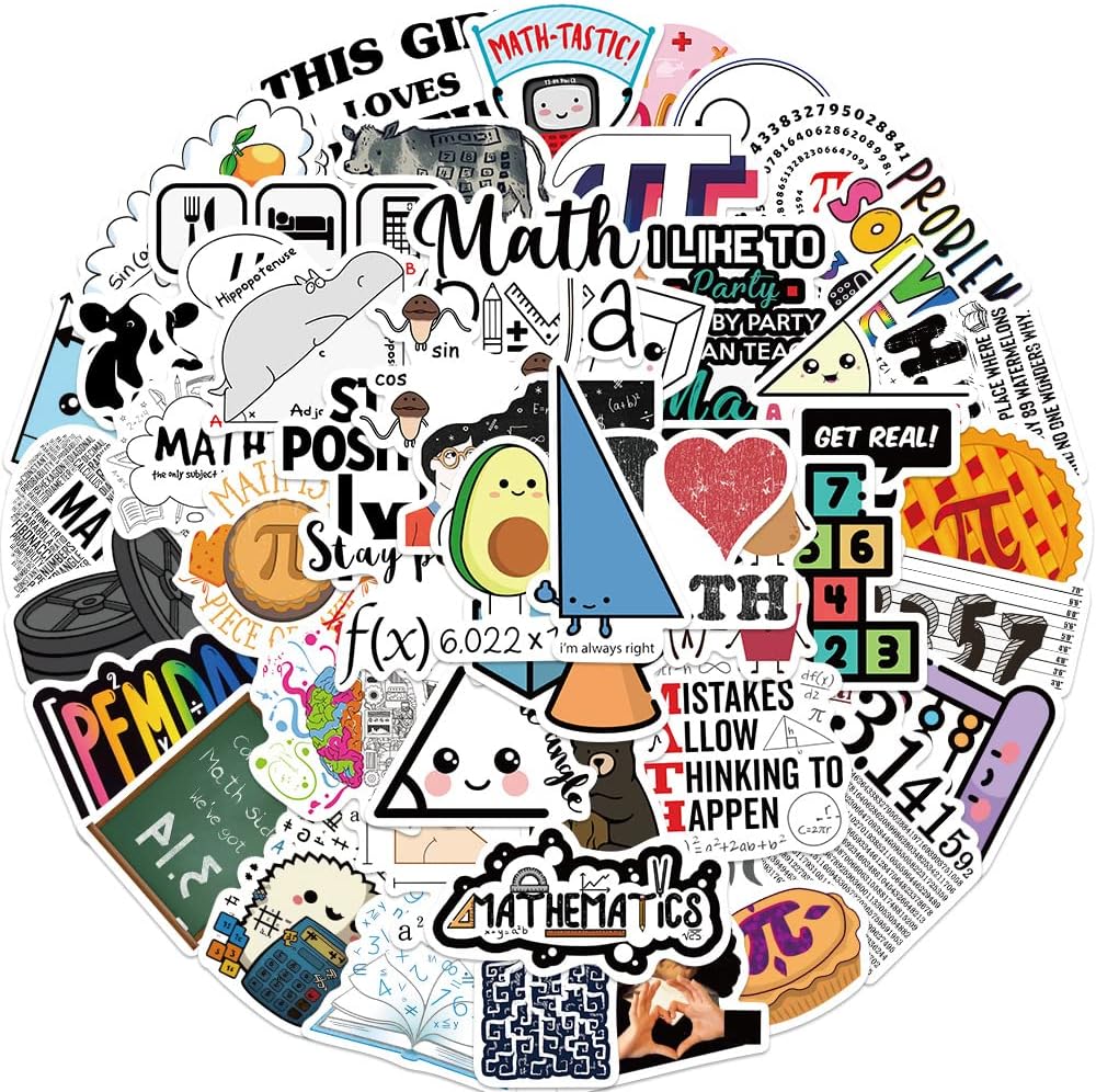 50 Pcs Math Stickers for Kids Teens Adults Boys Girls Gift,Stickers ...