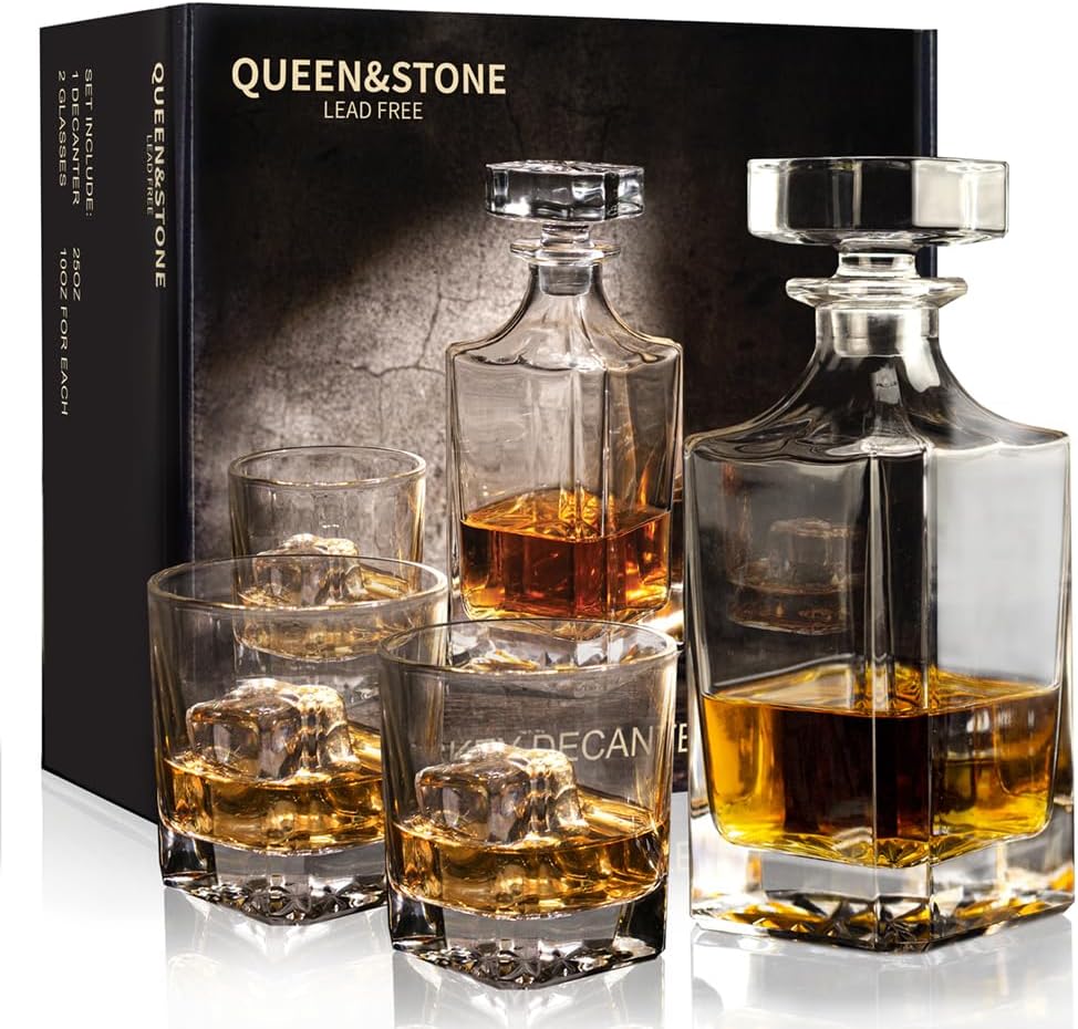 Amazon.com | ELIDOMC 5PC Italian Crafted Crystal Whiskey Decanter ...
