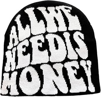 Money Hat Knitted Unisex Hat Y2k Beanie Grunge Crochet Hat All We Need ...