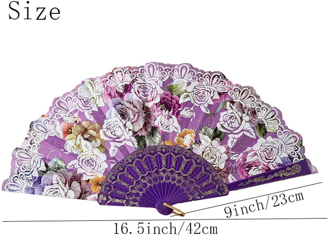 Wepetyo 5Pcs Floral Folding Hand Fan Colorful Rose Flower Plastic ...