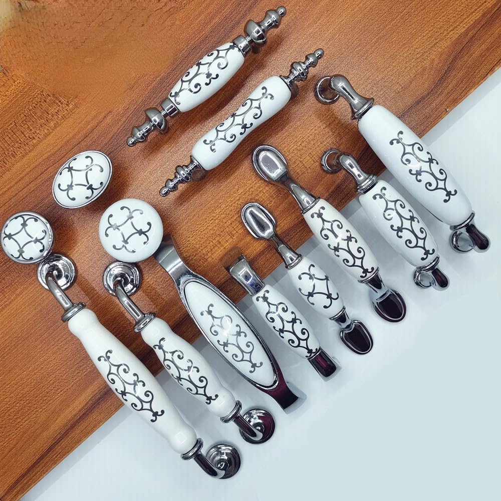Amazon.com: Zinc Alloy Ceramic Dresser Pulls Drawer Furniture Handles ...