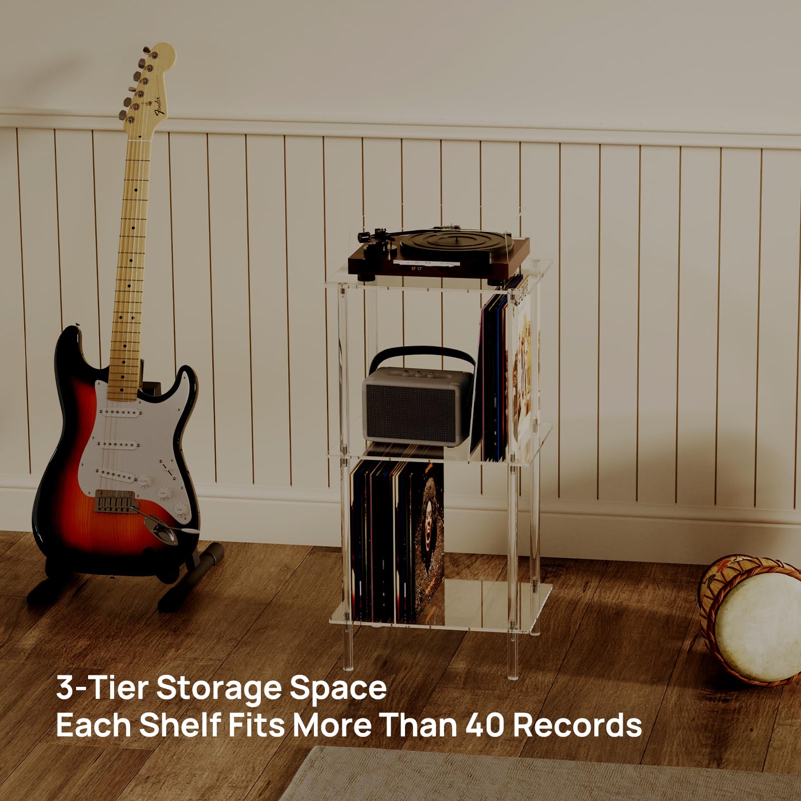 Record Player Stand Ivy Bronx Acrylic , Turntable Stand With Vinyl ...