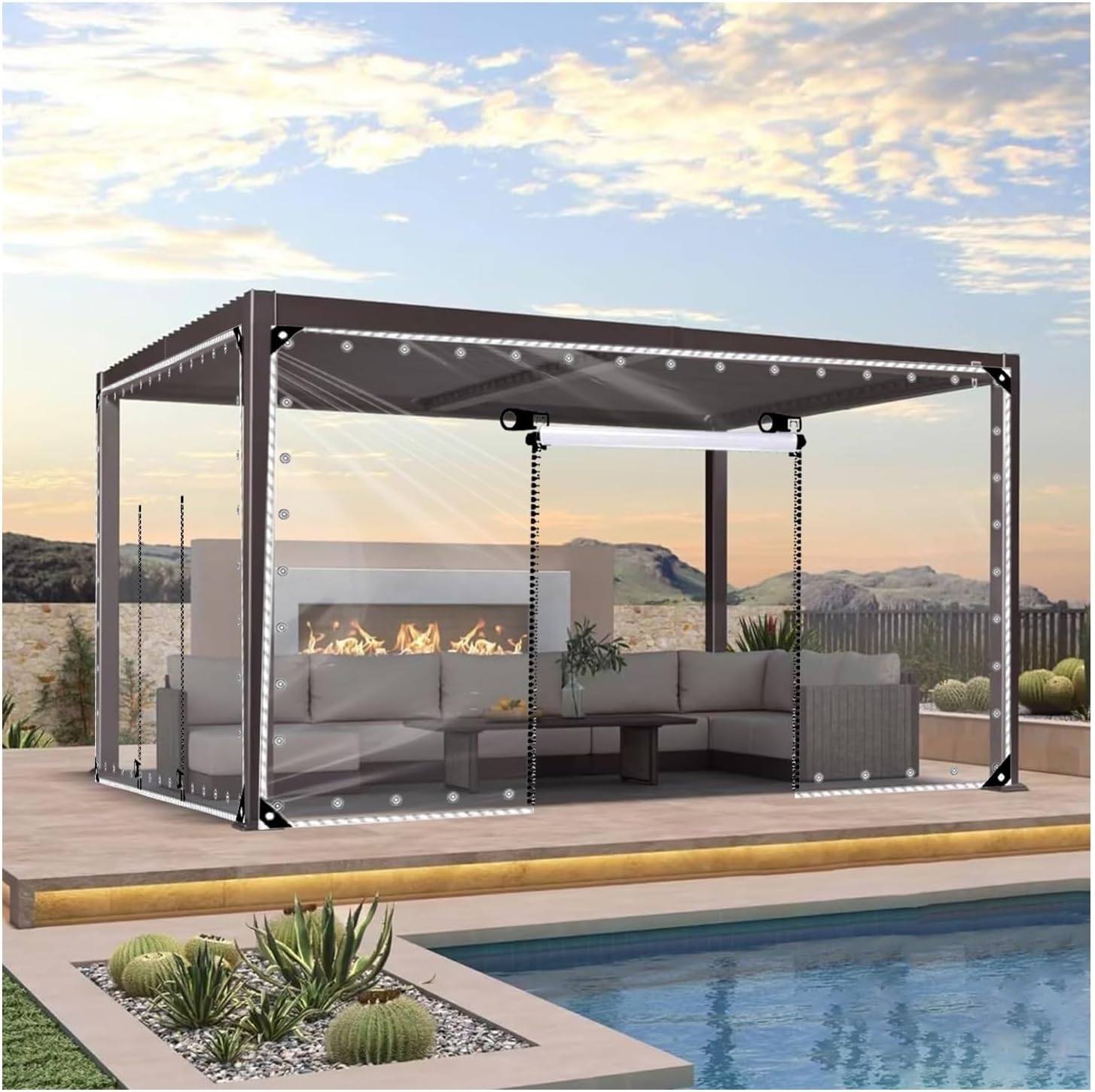Clear Tarp Heavy Duty with Zipper Door,Clear Vinyl Patio Enclosure ...