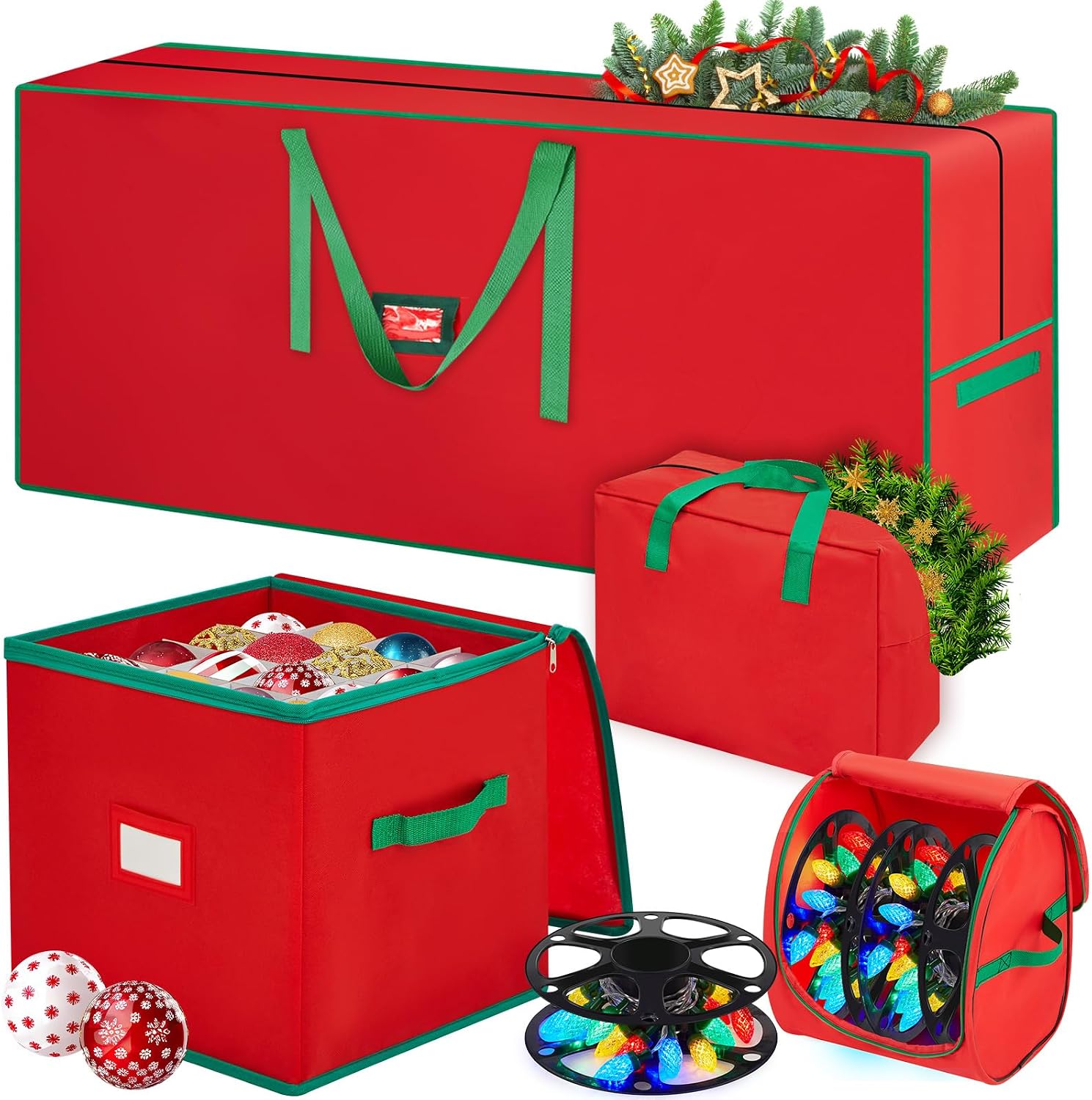 Amazon.com: Huhumy 4 Pcs Christmas Storage Bag 9 ft Zipper Tree Storage ...