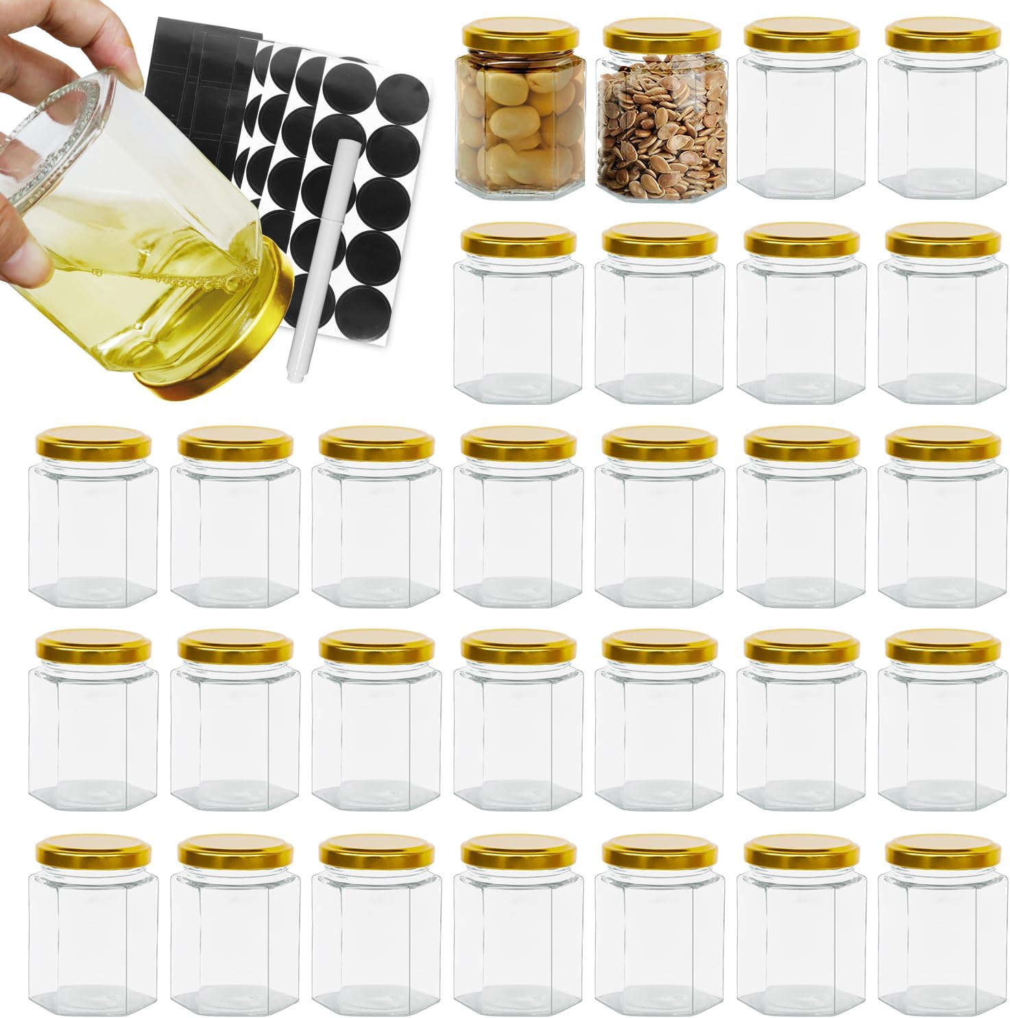 Amazon.com: WRINGKIT 40 Pack Glass Mason Jars, 6 Oz Small Jam Canning ...