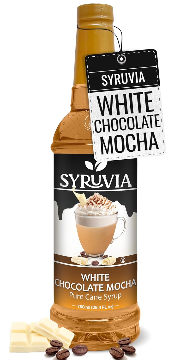 Amazon.com: Syruvia White Chocolate Mocha Syrup For Coffee 25.4 Ounces ...
