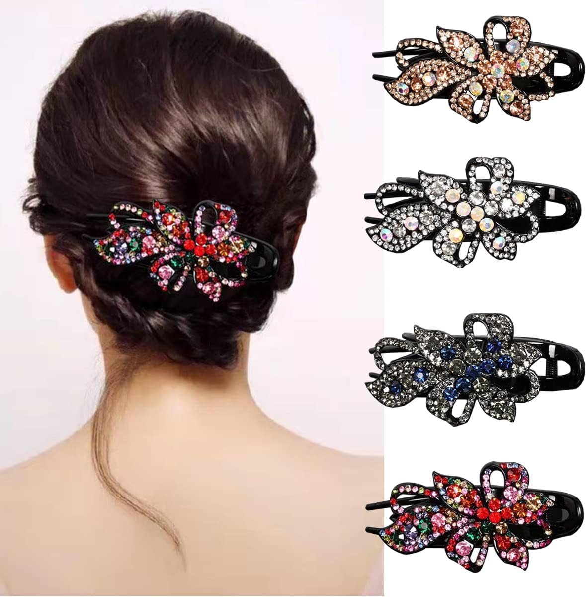 Amazon.com : Yusier 4PCS Duckbill Clip Rhinestone Hair Accessory ...