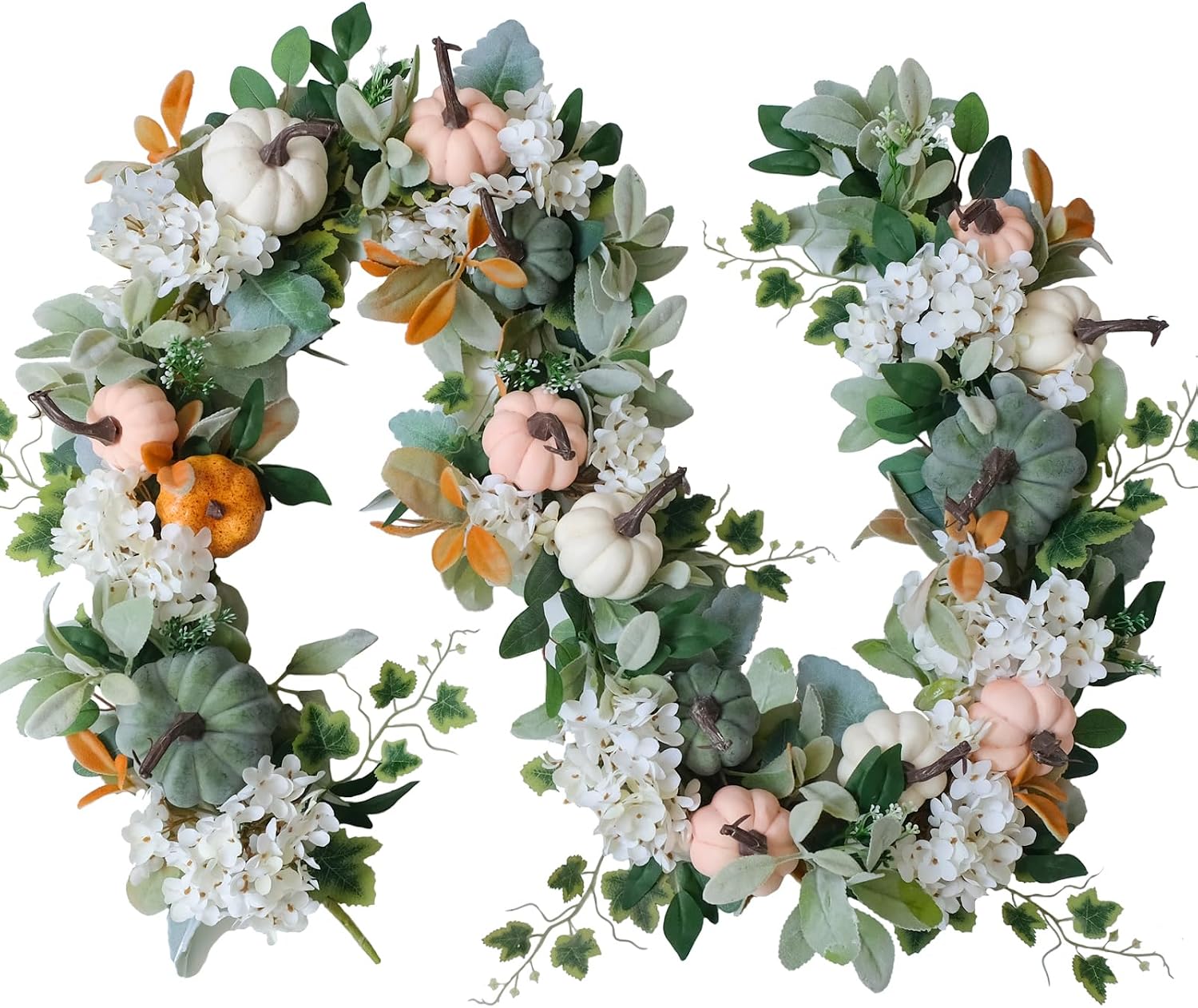 Amazon.com: Egolot Fall Pumpkin Hydrangea Flower Garland for Doors Wall ...