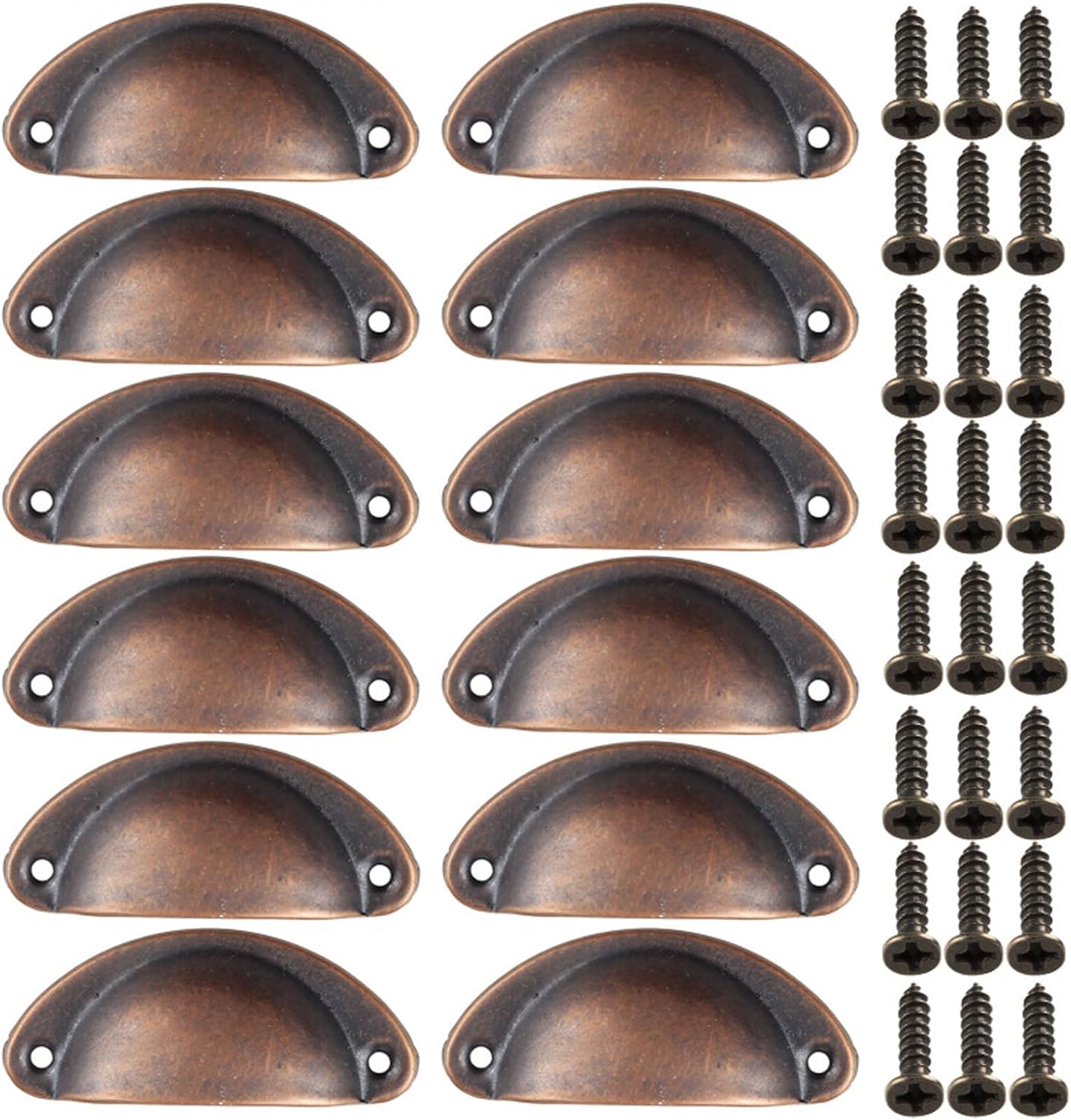 Mokife Cabinet Cup Pulls 3 inch (82mm), Rustic Copper Kitchen Cabinet ...