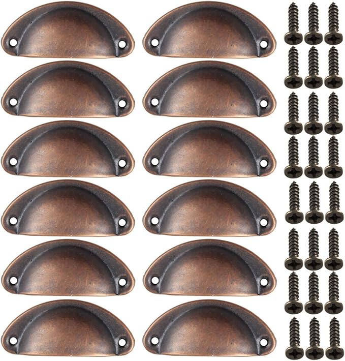 Mokife Cabinet Cup Pulls Rustic Copper, Small Metal Kitchen Cabinet ...