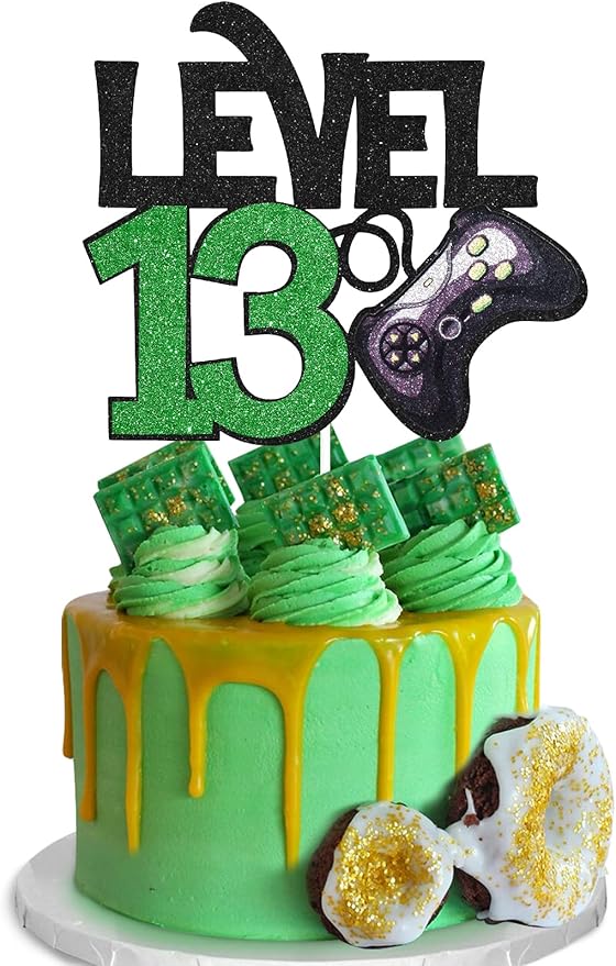 Amazon.com: Level 13 Game Birthday Cake Topper - Video Game Boy's 13th ...