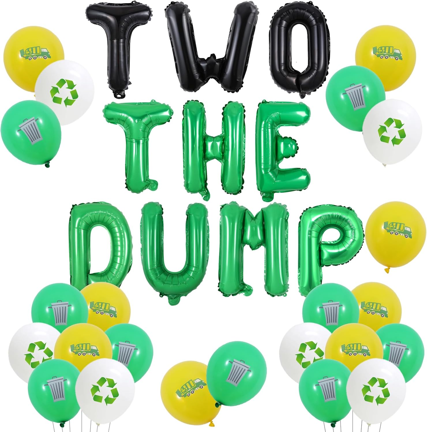 Amazon.com: Wonmelody Garbage Truck 2nd Birthday Party Decorations Two ...