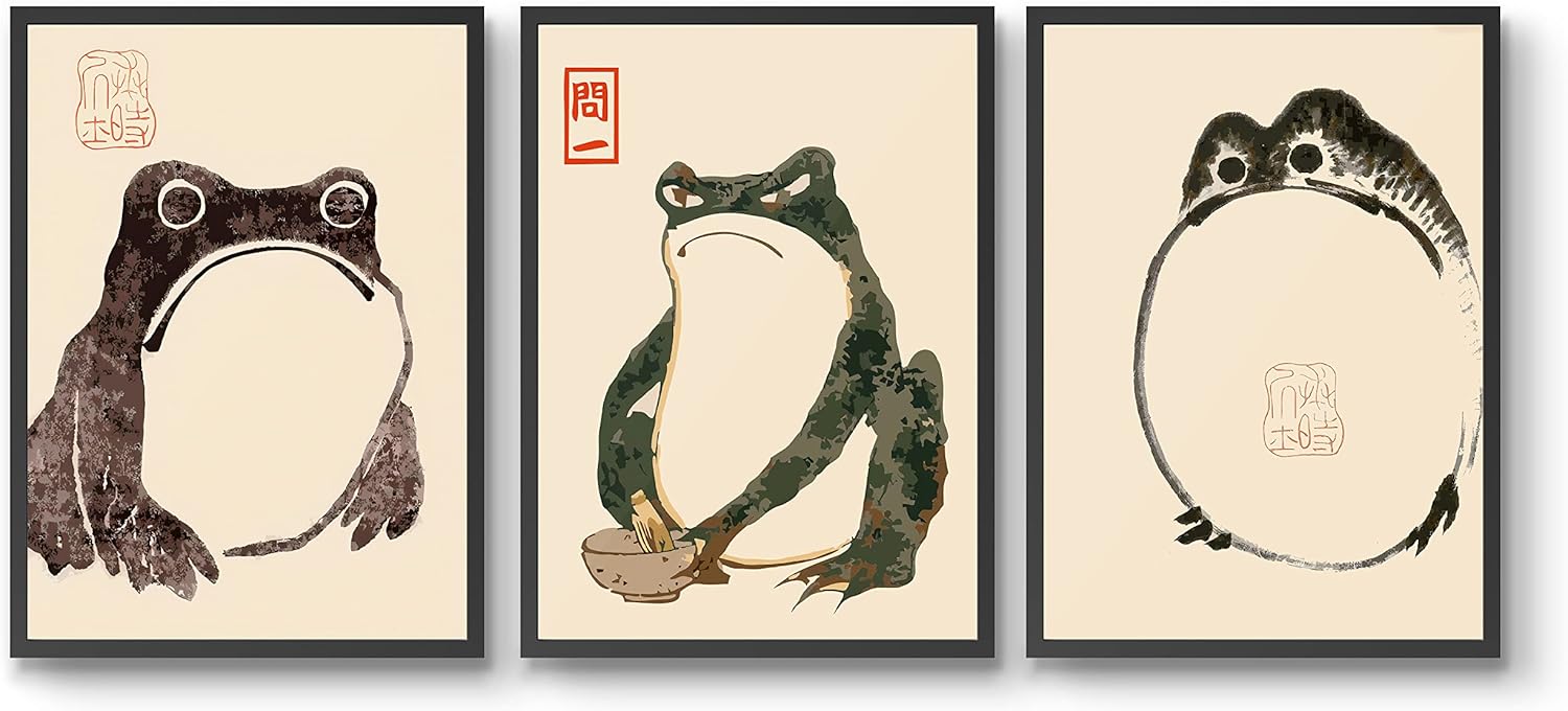 Animato Matsumoto Hoji Frogs | Set of 3 Prints | Framed Vintage ...
