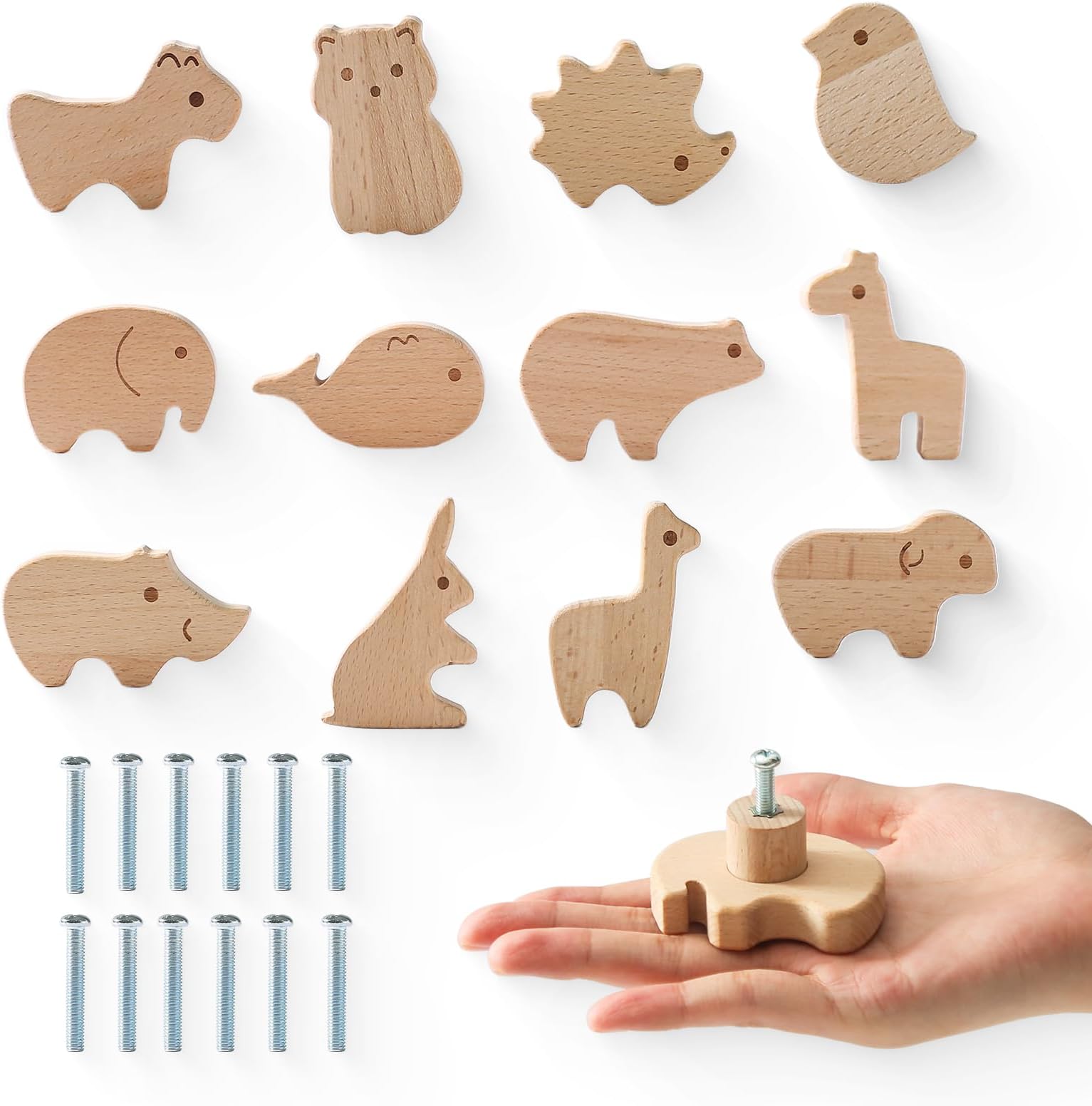 OESSUF - 12 pomelli per armadi, in legno, per cameretta dei bambini ...