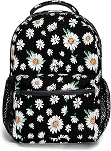 Amazon.com: Kawani Daisy Flowers Print College Bookbags Black and White ...