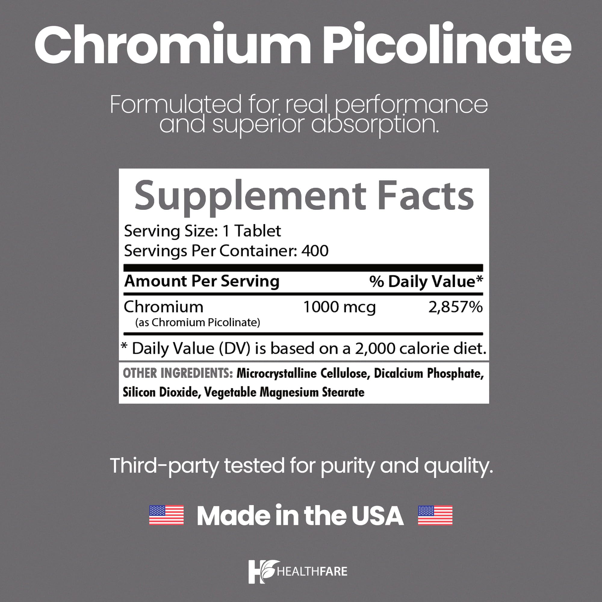 Snapklik.com : HealthFare Chromium Picolinate 1000mcg 800 Tablets