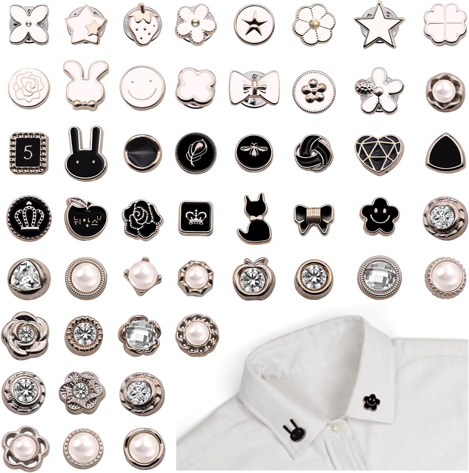 Amazon.com: 100 Sets Pearl Brooch Buttons, No Sew Instant Removable ...