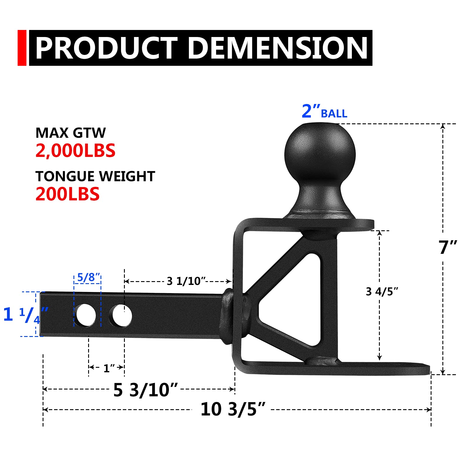 Snapklik.com : OCTORA ATV/UTV Trailer Hitch, Fits 114-inch Receiver,3 ...