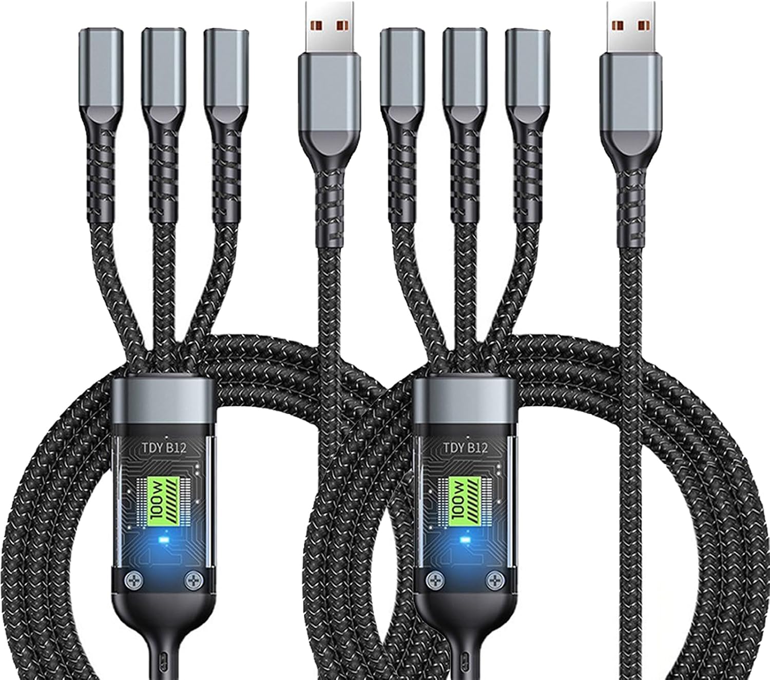 Amazon.com: Transparent Luminous Super Fast Charging 3-in-1 Data Cable ...